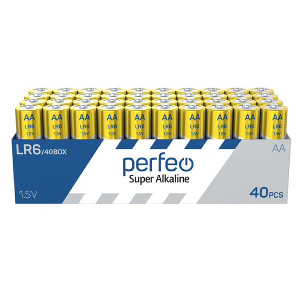 Батарейки Perfeo LR6 AA Super Alkaline алкалиновые (щелочные) пальчиковые, 40шт, 1.5V - купить с ...