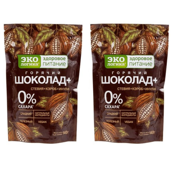 Какао-напиток Экологика Шоколад Плюс 140 грамм, 2 штуки - купить с ...
