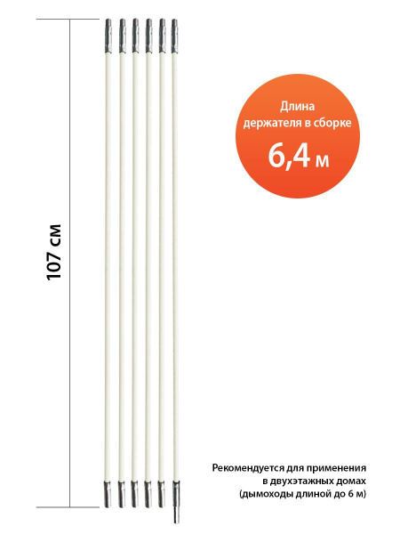 Ерш, щетка для чистки дымохода Веселый Трубочист, 6 шт, Пластик по ...