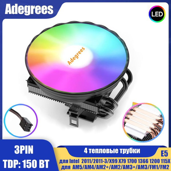 4 тепловые трубы Кулер для процессора 3PIN for Intel LGA 115X 1366 1700 ...