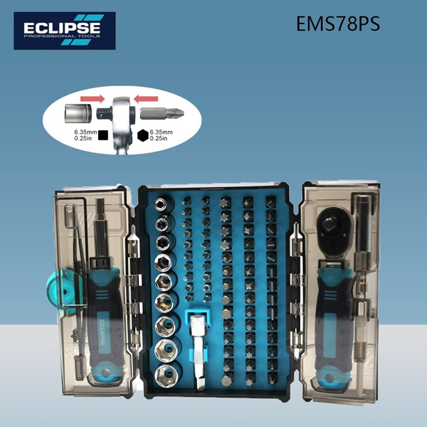 ECLIPSE,Набор динамометрических ключей с храповиком,78 частей,EMS78PS ...