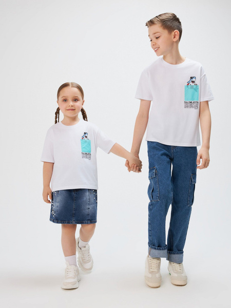 Футболка Acoola, размер 104, цвет белый, голубой, хлопок 100% - купить по выгодной цене в ...