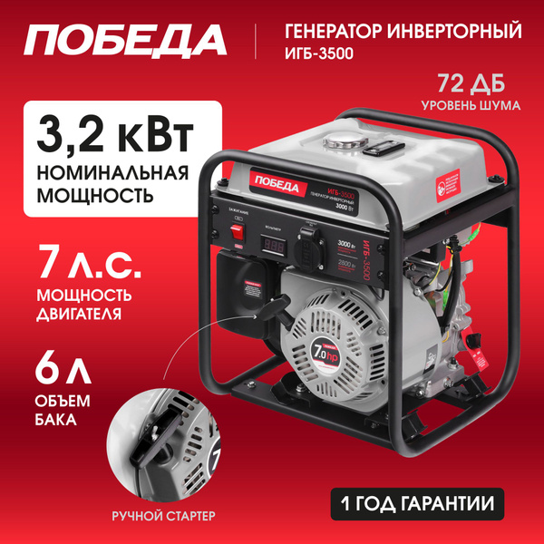 Генератор инверторный ПОБЕДА ИГБ-3500 - купить по низкой цене в ...