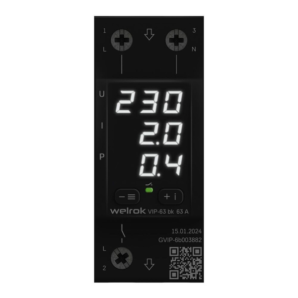 Welrok VIP-63 bk Реле напряжения 63 А (max 80 A), 13 900 ВА - купить по выгодной цене в интернет ...