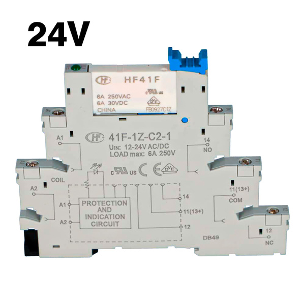 Промежуточное реле HF-41F (41F-1Z-C2-1)на DIN-рейку, 24V - купить по выгодной цене в интернет ...