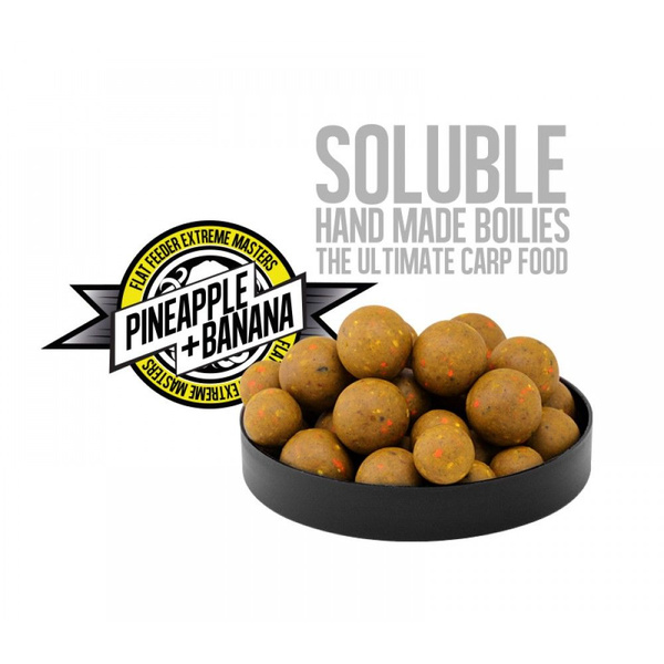 Пылящие бойлы FFEM Super Soluble Boilies Pineapple + Banana (Ананас ...