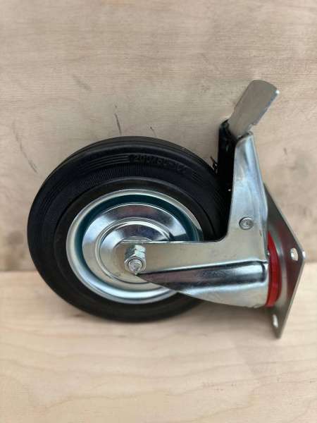 Колесо промышленное поворотное с тормозом/поворотная колёсная опора с тормозом 200мм SCb 80 ...