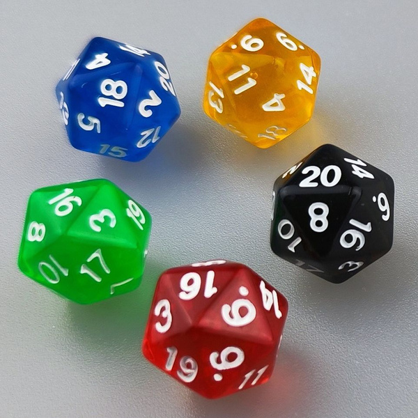 Кубик двадцатигранный прозрачный (D20) для настольных и ролевых игр ...