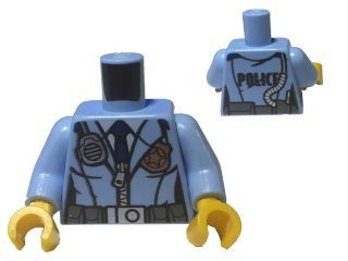 Торсик Lego Torso Police Female Jacket with Zipper, Dark Blue Tie, Gold ...