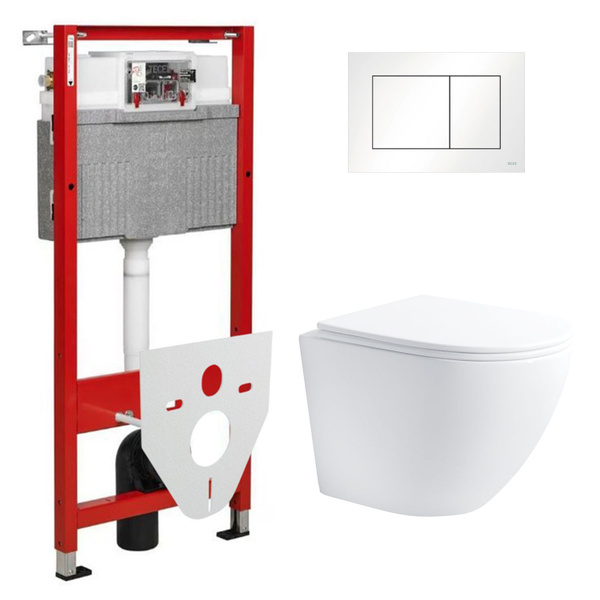 Характеристики Инсталляция с подвесным унитазом Helmken 35490101 комплект 5 в 1: подвесной ...