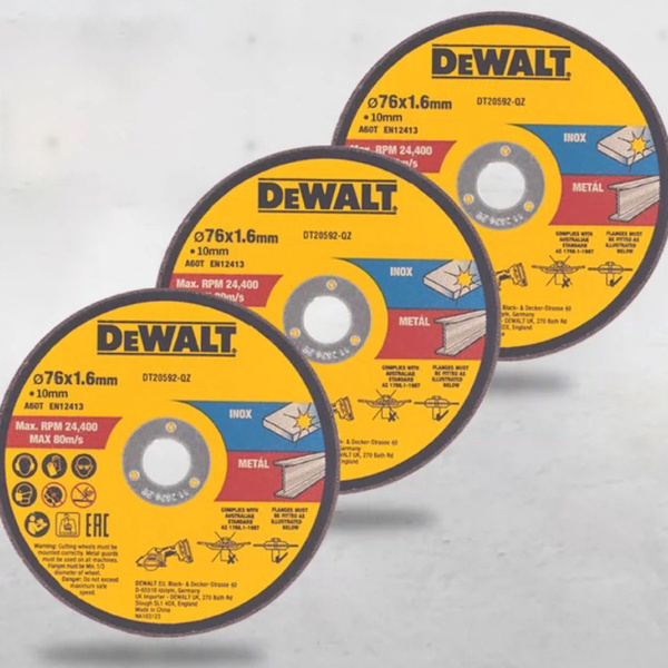 Отрезной диск DEWALT, по металлу, 76x10 мм, 3 шт., DT20592 - купить с ...