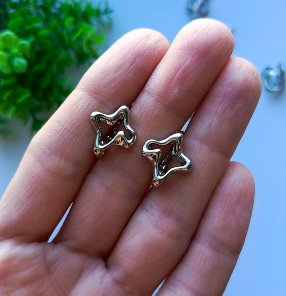 Швензы для сережек Звезды 14 16 мм английский замок Латунь родий 1 пара Корейская фурнитура