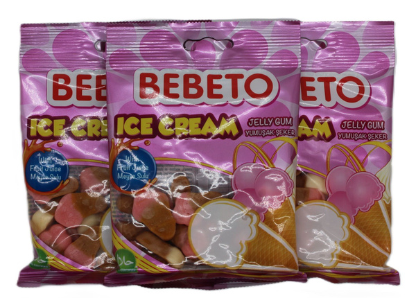 Жевательный мармелад BEBETO ICE CREAM со вкусом клубники, сливок и ...