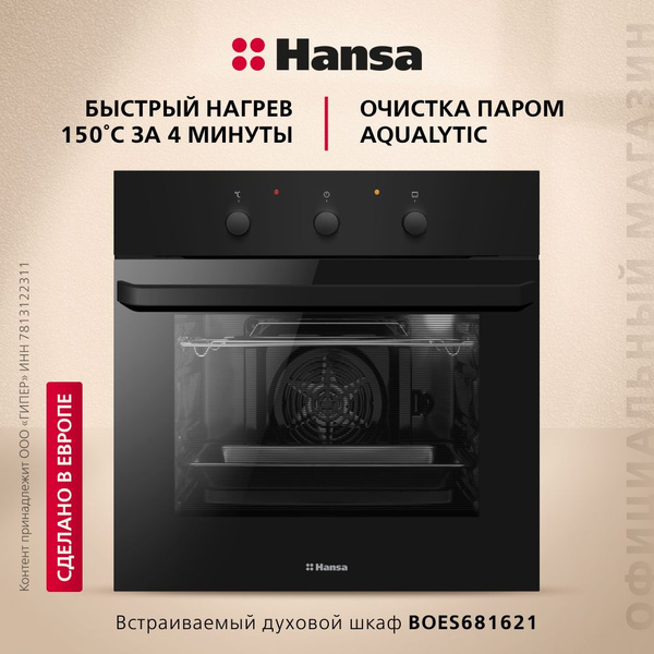 Электрический духовой шкаф Hansa BOES681621, встраиваемый, 60 см, 62 л ...