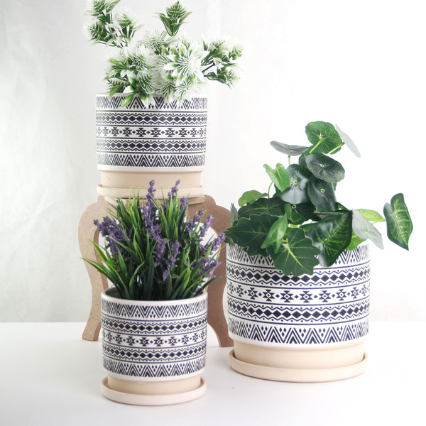 Кашпо для цветов Сканди 3 шт 12, 15, 18 см матовые серые - купить с ...