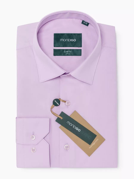 Рубашка Мужской Mondigo сиреневый Длинный Хлопок, Полиэстер Воротник Однотонный, размер 48, 50 ...