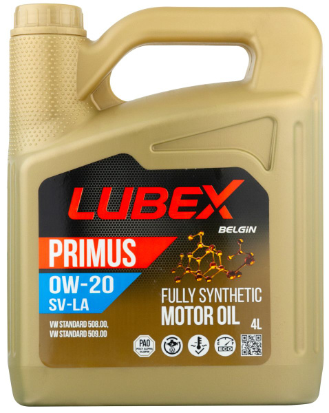 Масло моторное LUBEX PRIMUS SV-LA 0W-20 Синтетическое 4 л L034-1620 ...