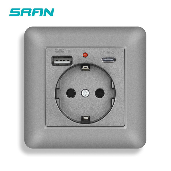 Встраиваемая розетка с USB (Type A и Type C) 220В с заземлением и ...