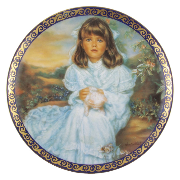 Винтажная декоративная тарелка "Красавица". ПОСЛЕ РЕСТАВРАЦИИ. Фарфор, деколь, золочение. Reco ...