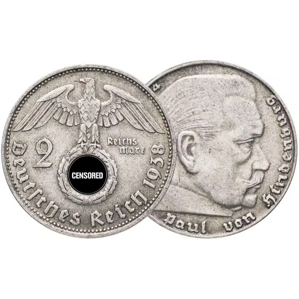 Германия 2 рейхсмарки 1937-1939 гг., серебрянная монета Третьего рейха - купить в интернет ...