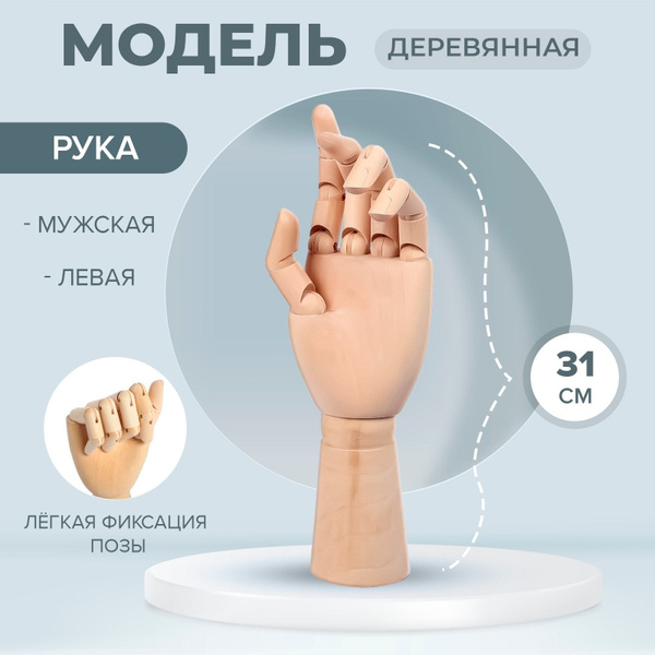 Модель деревянная, рука мужская, левая, 31 см, художественная - купить ...