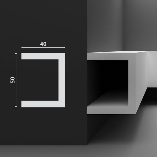 Молдинг для стен декоративный дюрополимер Decostar (Декостар), 50х40х2000 мм, SK-22 белый ...