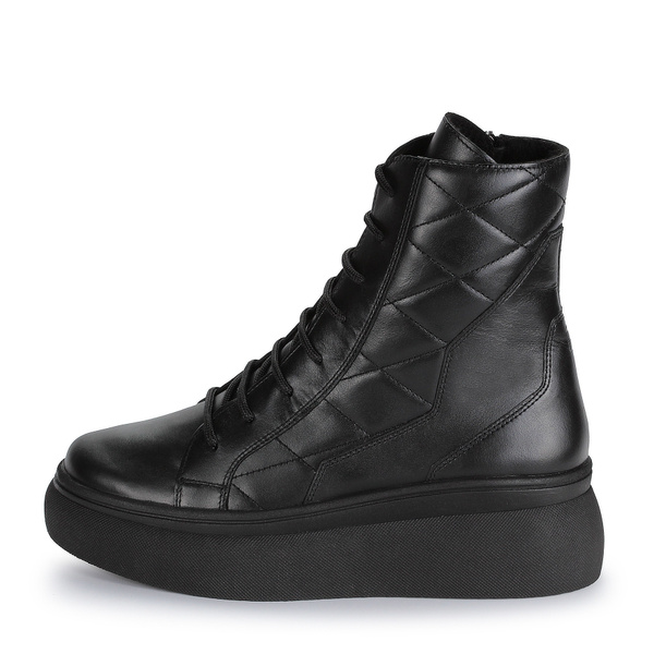 Ботинки Женский Riconte черный, размер 38 Демисезон 5 Молния, Шнурки Стандартный низкий (до 4 см ...