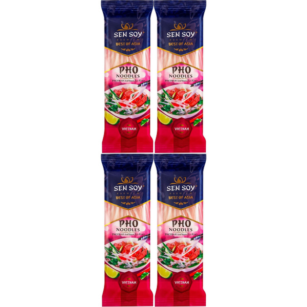 Характеристики Макаронные изделия Sen Soy Fo-Kho Лапша рисовая 200 г, набор: 4 штуки подробное ...