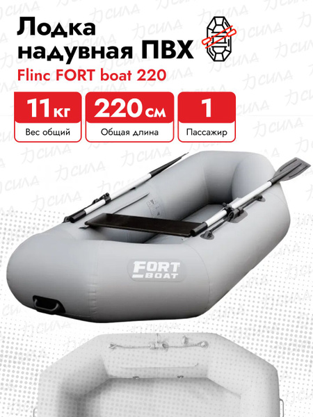 Лодка надувная ПВХ FORT boat 220, серый купить на OZON по низкой цене ...