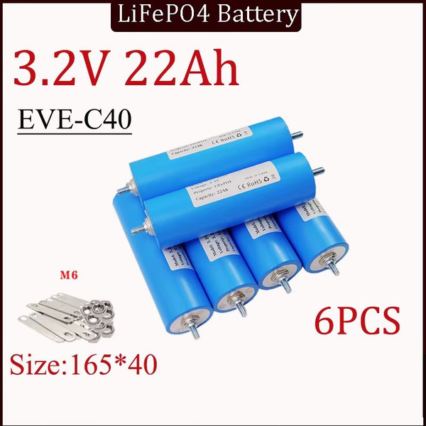 6 шт. 3,2 В 22 Ач аккумулятор LiFePO4 фосфатный элемент для 12 В 24 В ...