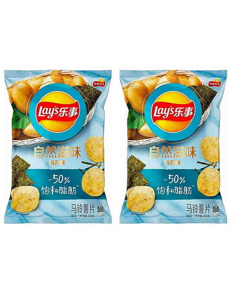 Картофельные чипсы Lay's Natural Seaweed со вкусом морской капусты, 2 ...