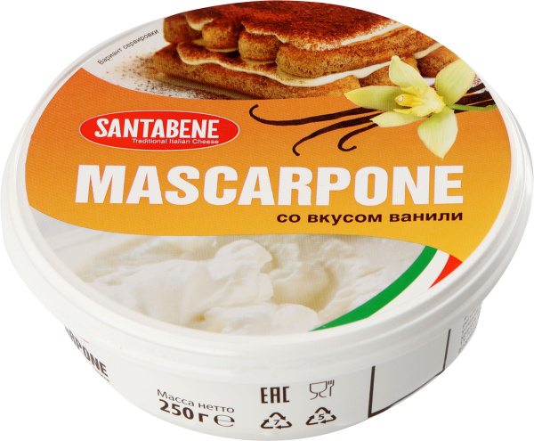 Сыр SANTABENE Маскарпоне со вкусом ванили 80% без змж, 250г - купить с ...