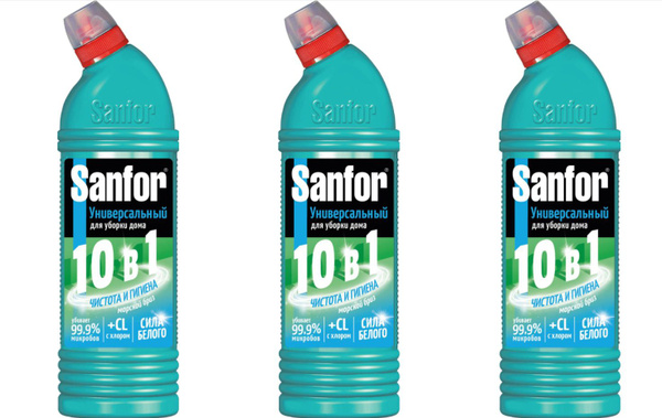 Sanfor Универсальное чистящее средство, Морской бриз, 1500 мл, 3 шт - купить с доставкой по ...