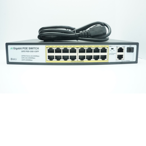 Коммутатор POE Switch Гигабитный Watchdog 18 каналов (16 портов РоЕ + 2 ...