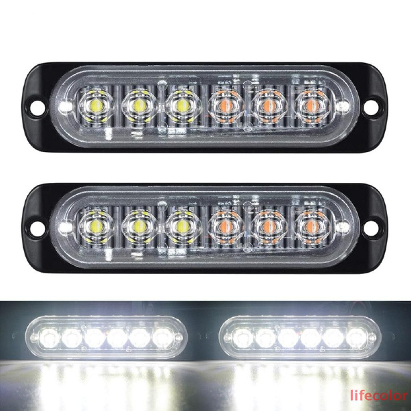 2ШТ Стробоскоп для авто / проблесковый маяк / 6 LED 12-24V Белый ...