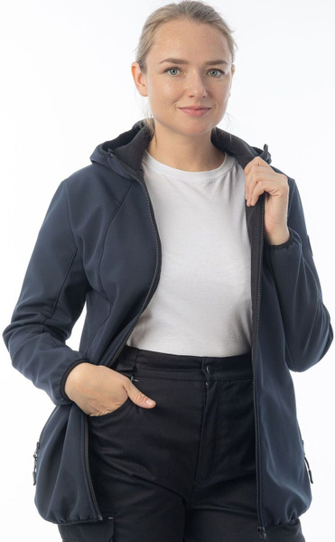 Куртка Женский BRODEKS Карманы, Воротник синий стойка Полиэстер, Спандекс, размер 52, 54 Длинный ...