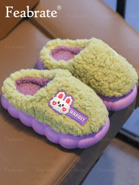 Тапочки Девочки, Мальчики Feabrate, размер 34, 35 зеленый Толстая подошва, Круглый нос Без ...