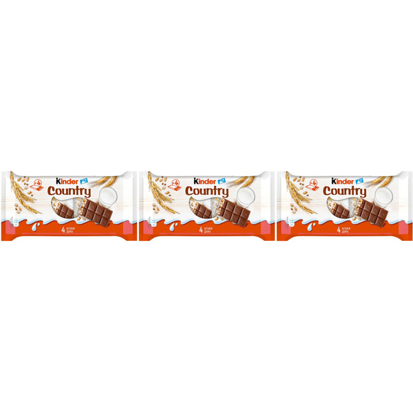 Шоколад Kinder Chocolate молочный со злаками 94 г, набор: 3 штуки ...