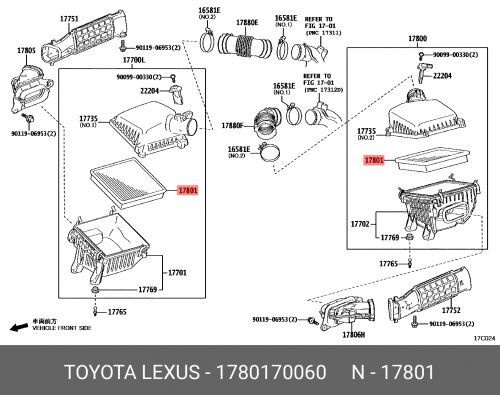 Фильтр воздушный Toyota TOYOTA^1780170060 - купить по выгодным ценам в ...