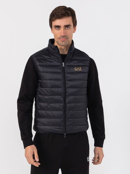 Жилет утепленный Мужской EA7 черный, размер 50, 52 Полиамид Пух, Перо Камбоджа купить c ...