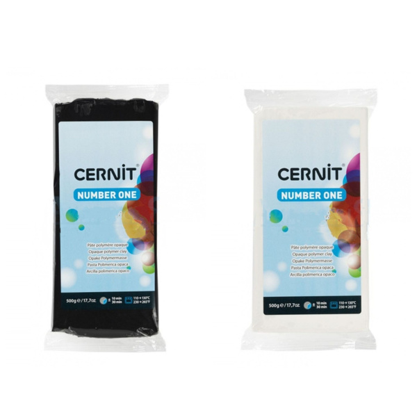 Набор cernit number one полимерная глина blanc/noir по 500 гр*2 шт ...