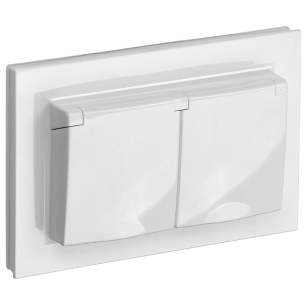 Розетка 2 поста IEK BRITE с/з с/ш с крышкой 16А IP44 белый купить на OZON по низкой цене ...