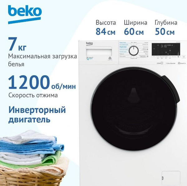 Beko Стиральная машина WDB7425R2W, белый, черный купить на OZON по ...