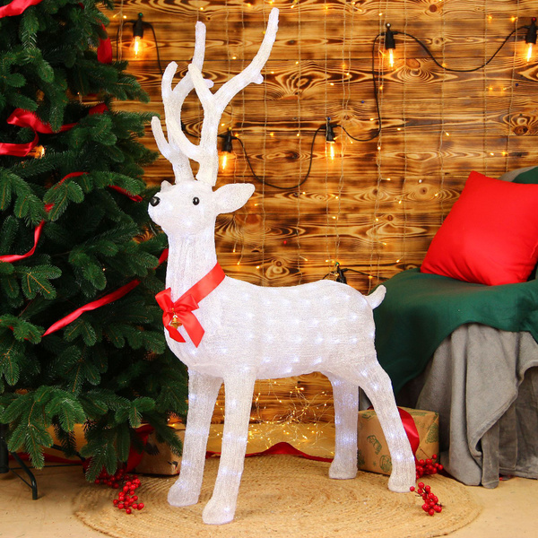 Олень новогодний светящийся акриловый 120 см, белый купить c доставкой ...