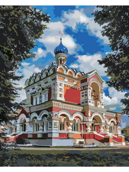 Картина по номерам Церковь на деревянном подрамнике 40х50 см, кисти ...
