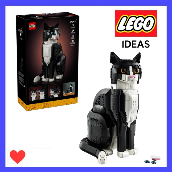 Конструктор LEGO Ideas Cat в смокинге, домашний декор, идея подарка в ...