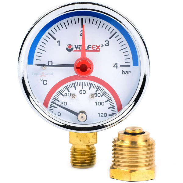 Термоманометр радиальный Valfex 63 мм, 0-4 бар, 1/2 купить на OZON по низкой цене (1799487372)