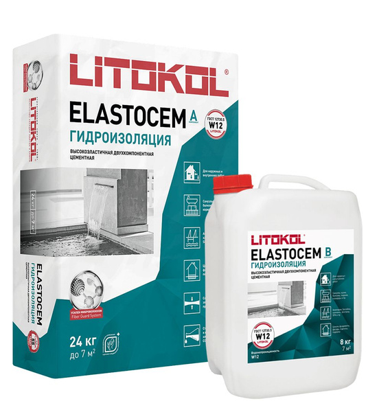 Гидроизоляционный состав LITOKOL ELASTOCEM компонент А+В 32 к купить на OZON по низкой цене ...