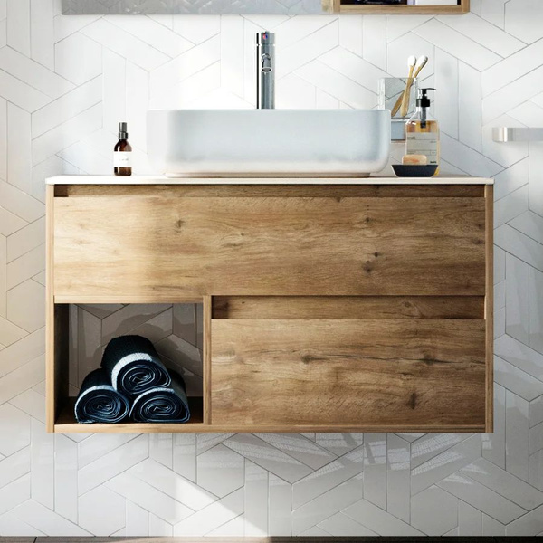 Тумба под раковину со столешницей STWORKI Карлстад 90 дуб рустикальный, роверелла купить на OZON ...