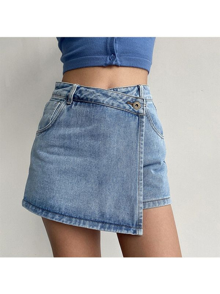 Юбка-шорты Женский KERNA синий Джинс, размер 64, 66 Мини, рост 150-190 купить c доставкой на ...